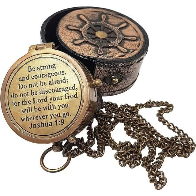 Indian Nautical Instruments Be Strong and Courageous Engraved Compass ...