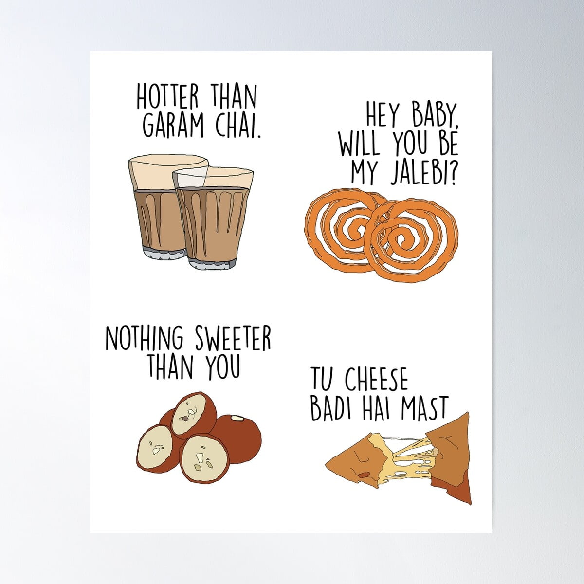 Indian Pack . Snack Lines Poster Wall Art, Modern Wall Decor For Living ...