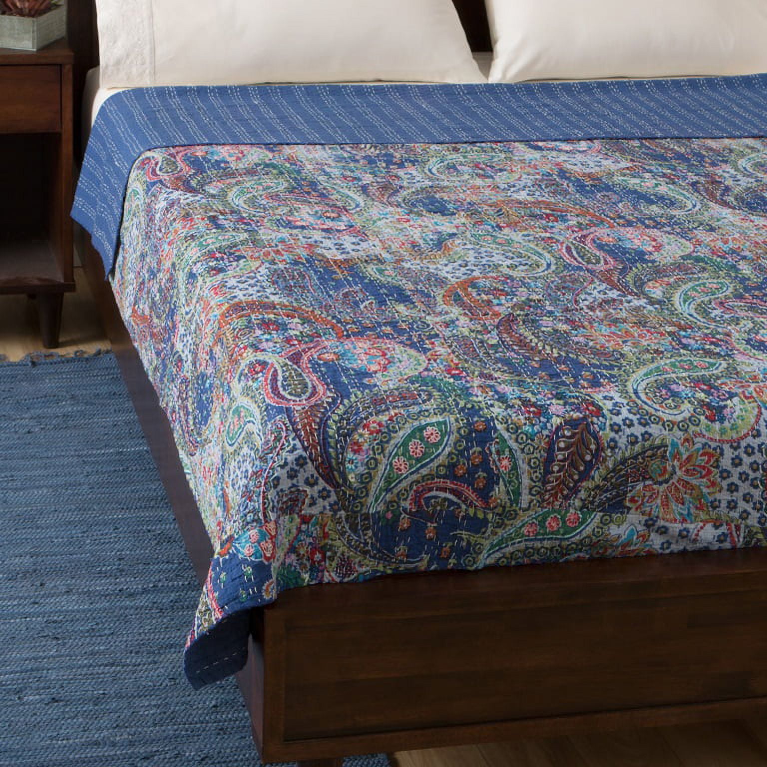 Indian Paisley Print Kantha Quilt Bedspread Ethnic Reversible Bedding ...