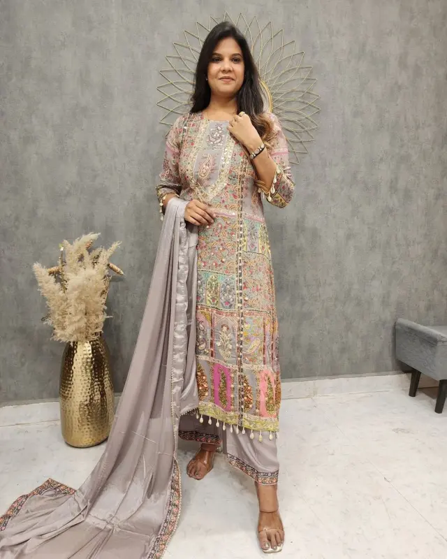 Indian Pakistani Heavy Suits Georgette Fabric Wedding Reception Apparel ...