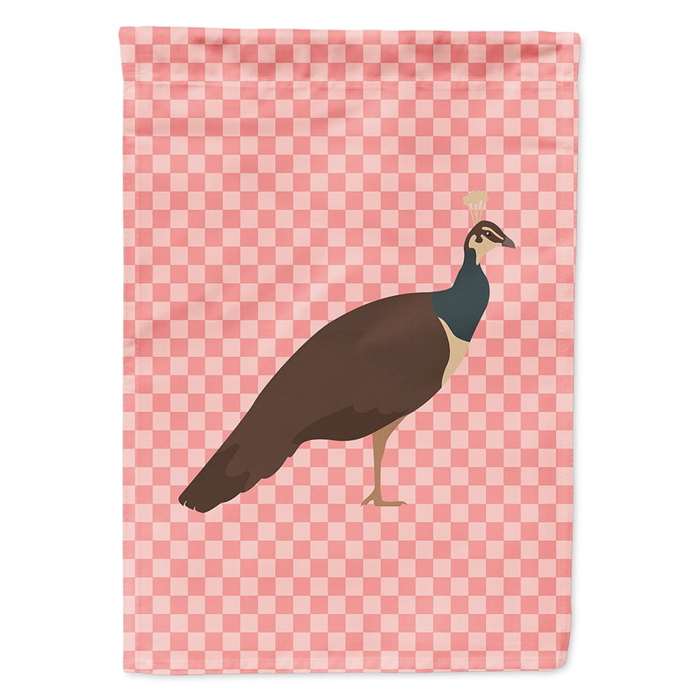 Indian Peahen Peafowl Pink Check Flag Canvas House Size - Walmart.com