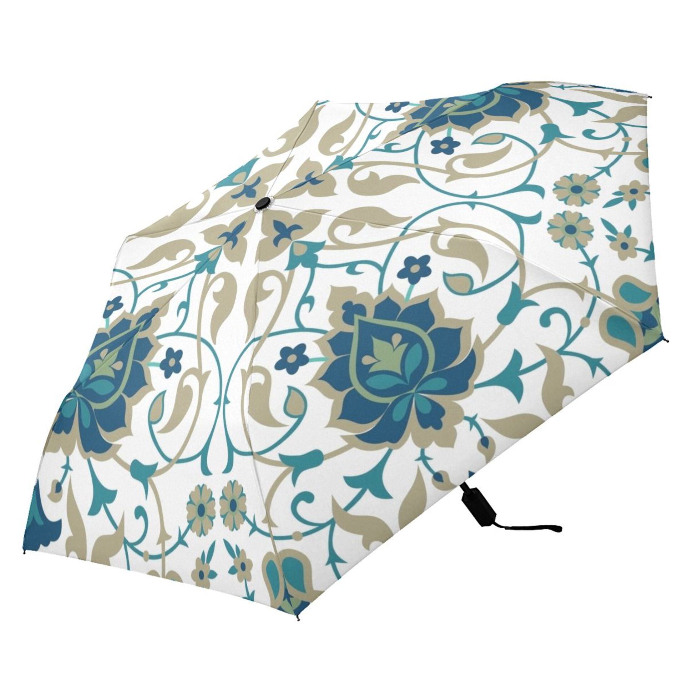 Indian Print Compact Folding Umbrella for Rain Windproof Travel ...