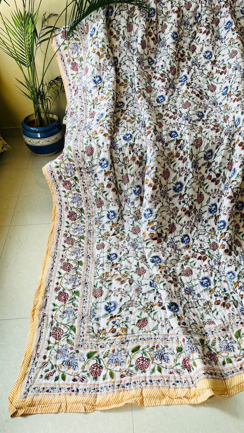 Indian Reversible Quilts/Jaipuri Razai/Soft Quilt/Hand Block Print ...