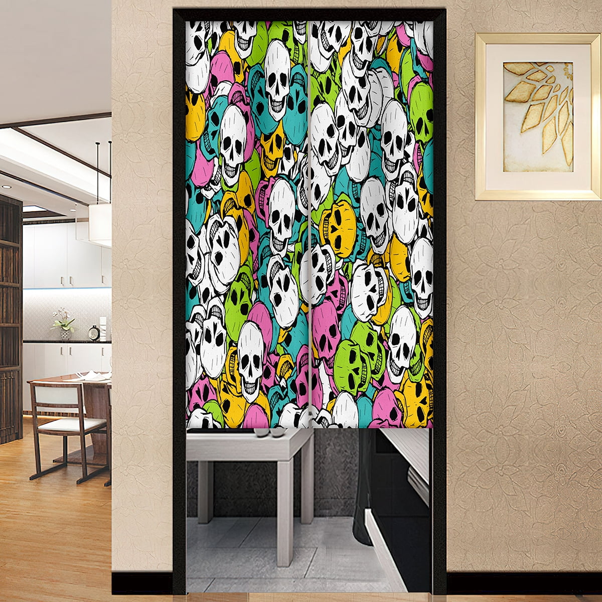 Indian Skull Monochrome Door Curtain Kitchen Living Room Partition Home ...