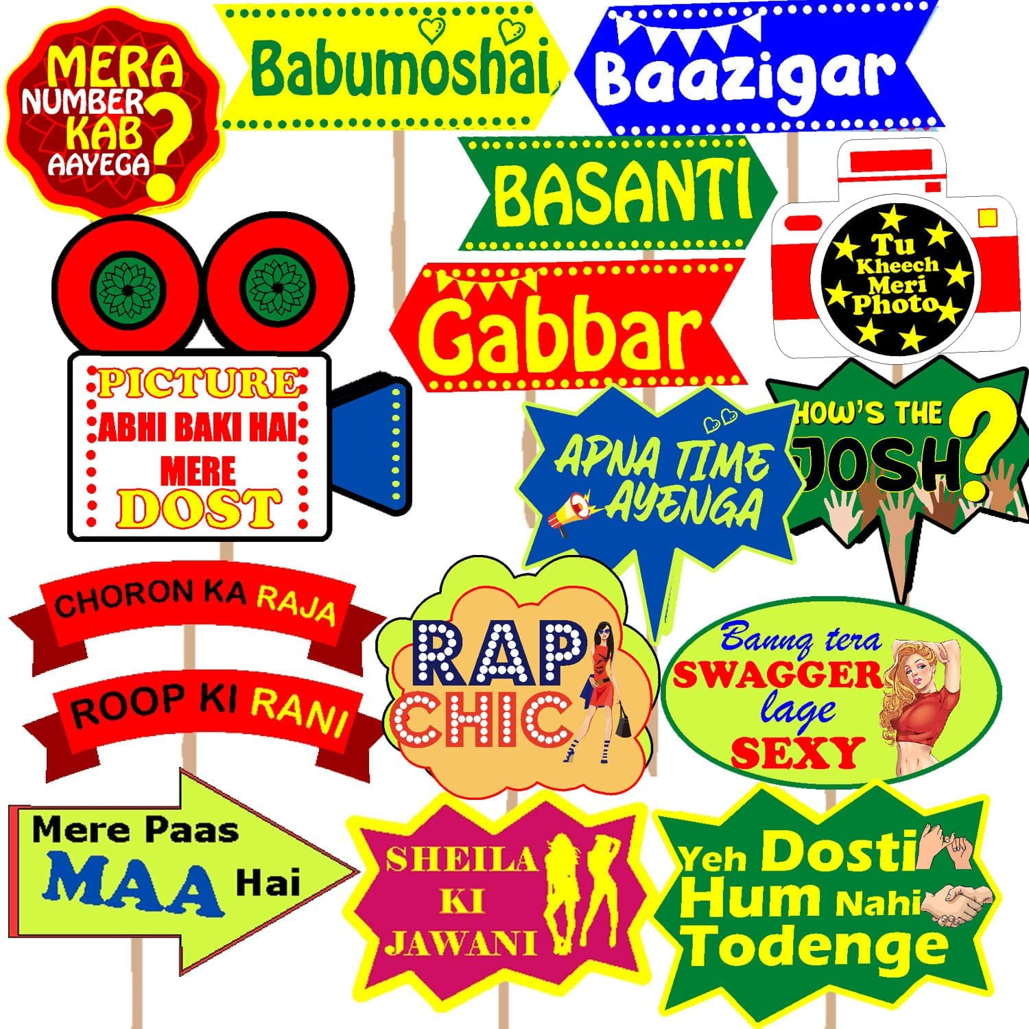 Indian Style Desi Wedding Photo Booth Props & Bollywood Style Wedding ...