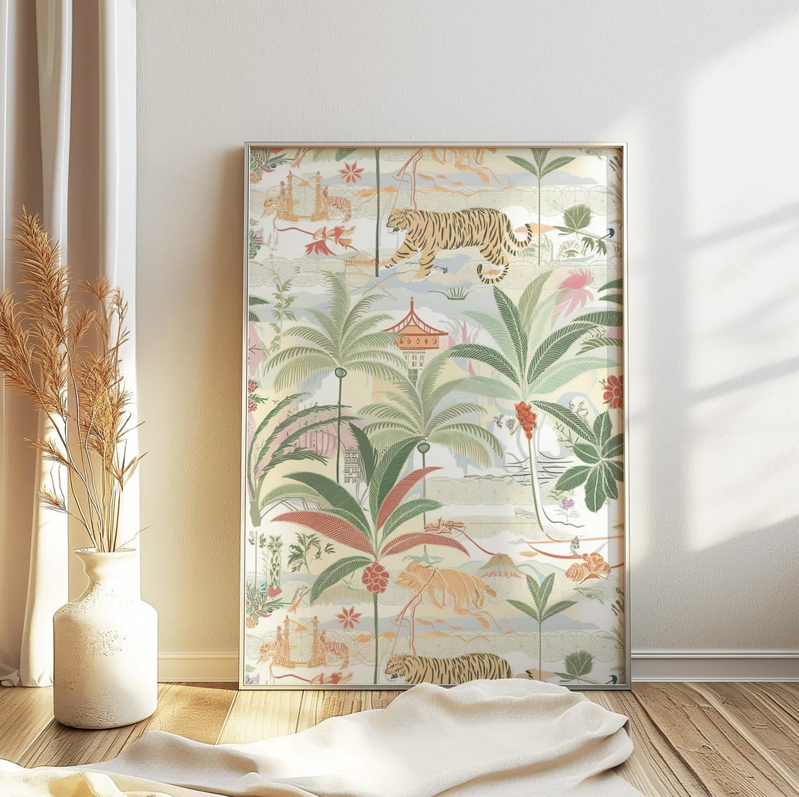 Indian Tiger Poster, Indian Print, Tiger Art, Jungle Print, Tropical ...
