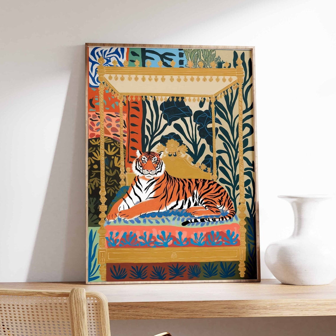 Indian Tiger Poster, Indian Print, Tiger Art, Jungle Print, Tropical ...