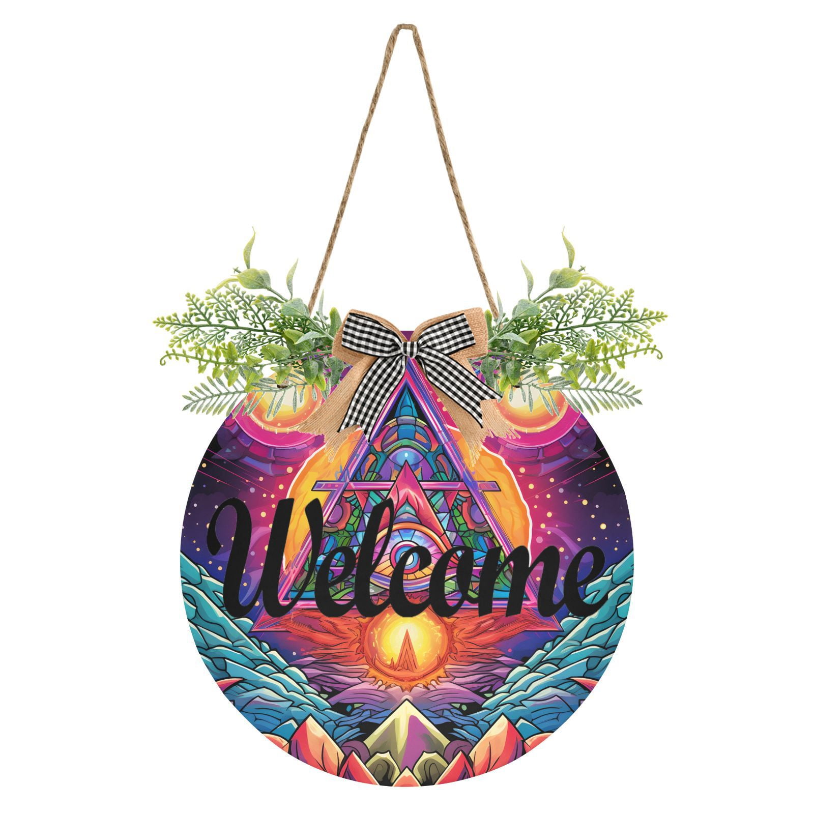 Indian Totem Colorful Welcome Sign for Front Door Wreath Door Sign for ...