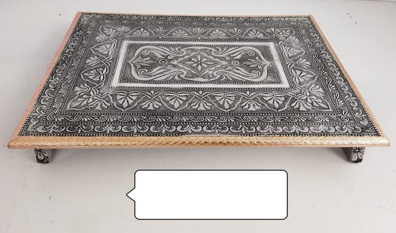 Indian Traditional Bajot Oxidized Patla Pooja Chowki Handmade Wooden ...