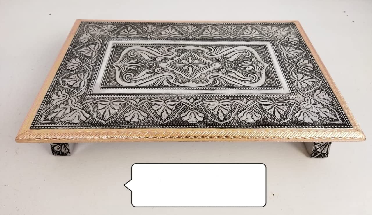 AtoZ India Cart Traditional Bajot Oxidized Patla Wooden Stool for God ...