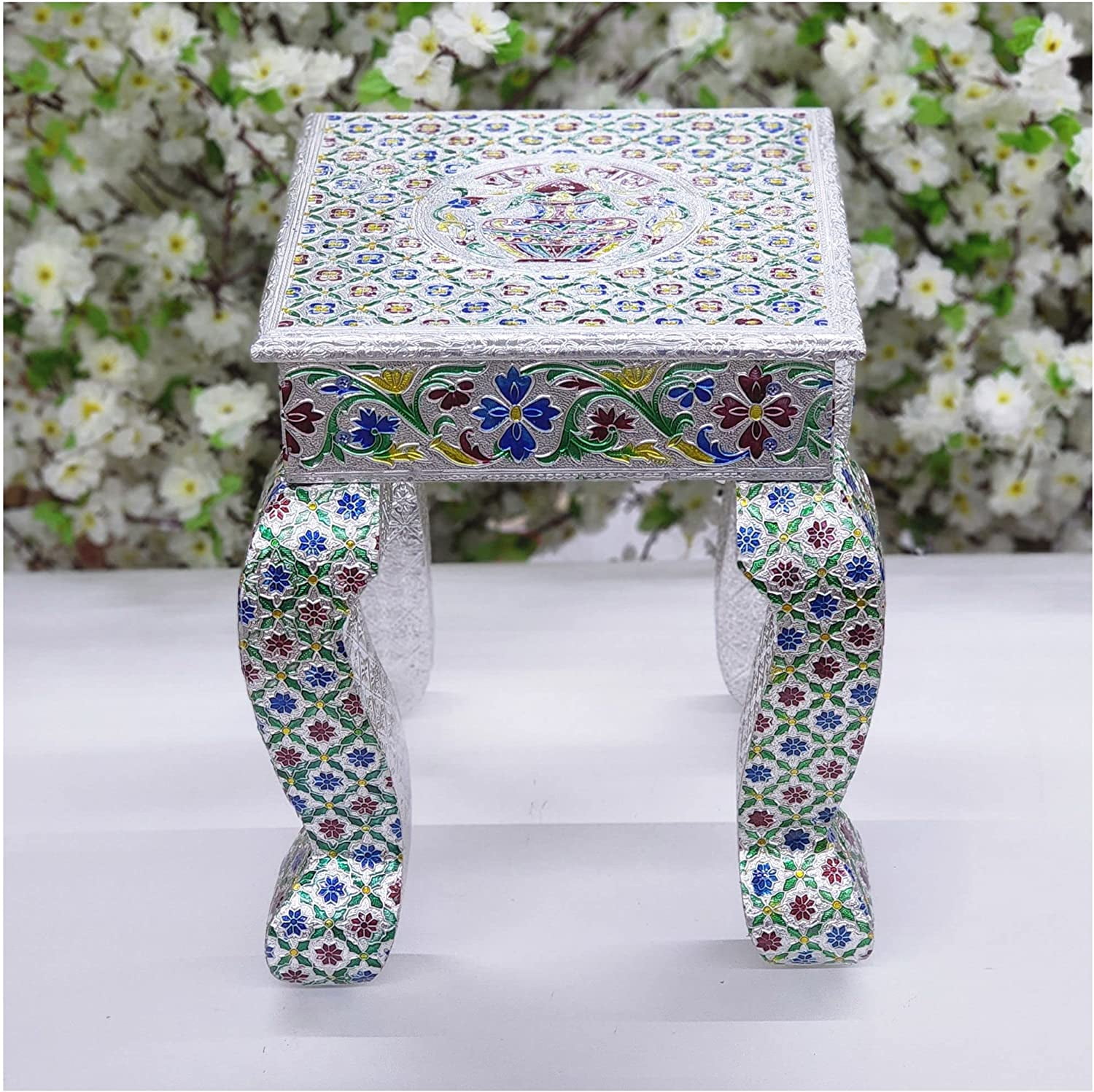 Indian Traditional Bajot Pooja Chowki God Sitting Stool Corner Table ...
