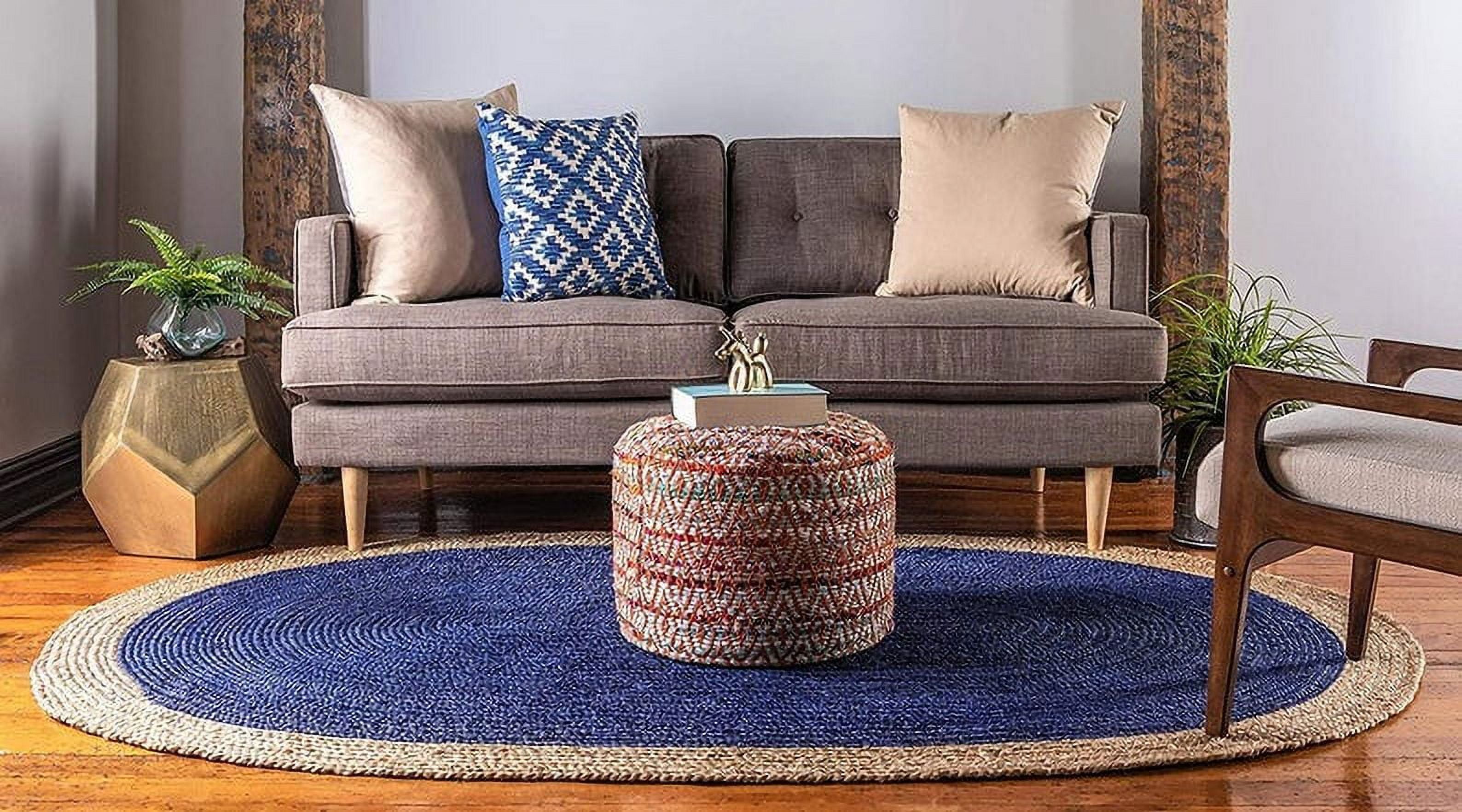 Indian Traditional Jute Oval Rug Natural Jute Braided Rag Rug Oval ...