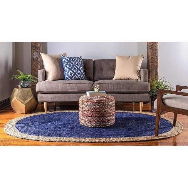 Indian Traditional Jute Oval Rug Natural Jute Braided Rag Rug Oval ...