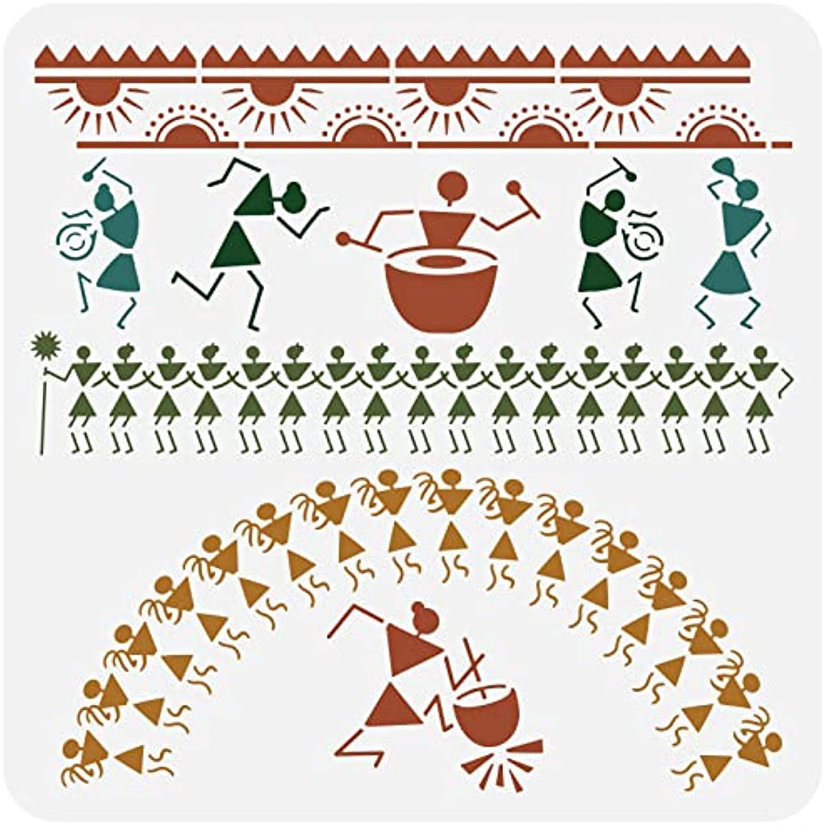 Indian Tribal Stencils 11.8x11.8 inche Classic Wall Borders Indian ...