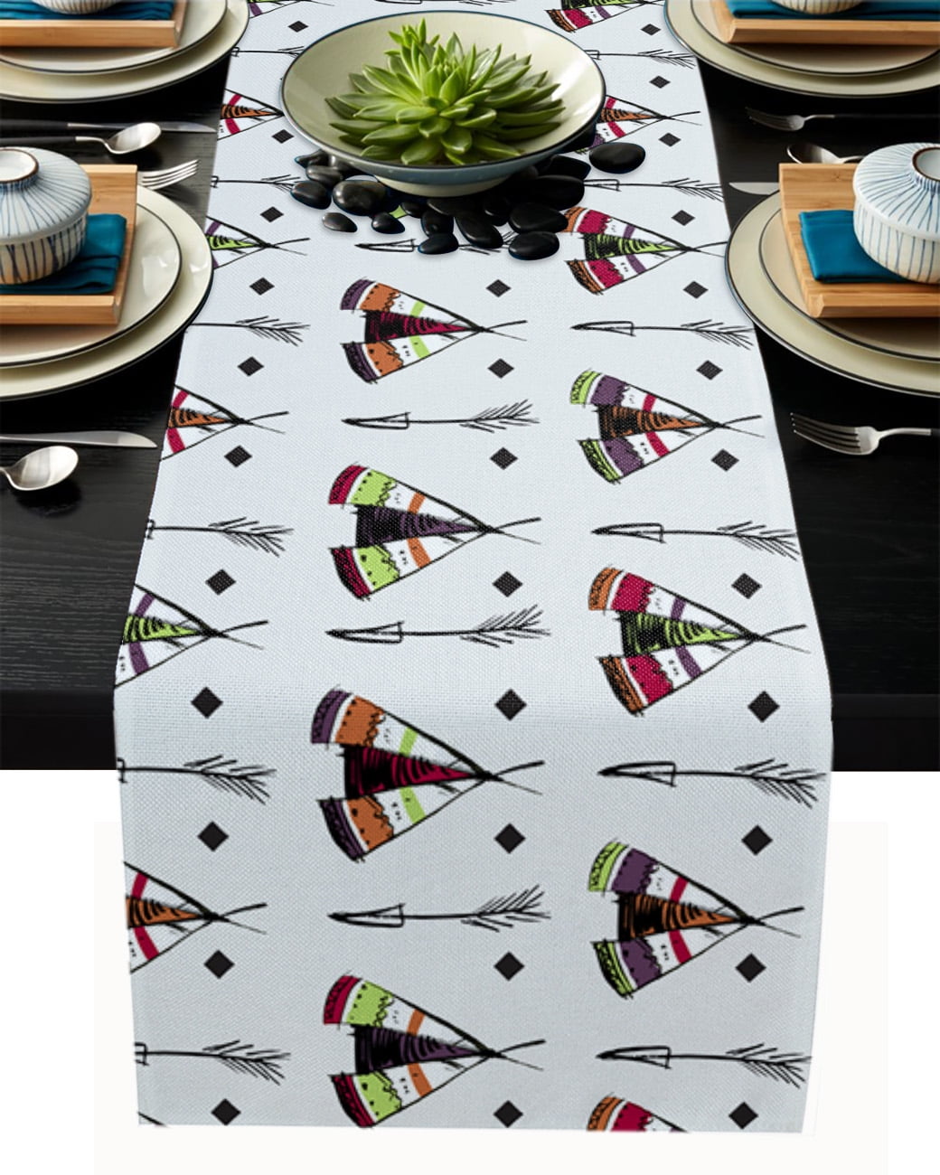 Indian Tribal Style Jacquard Earth Color Table Runner ration Home r ...