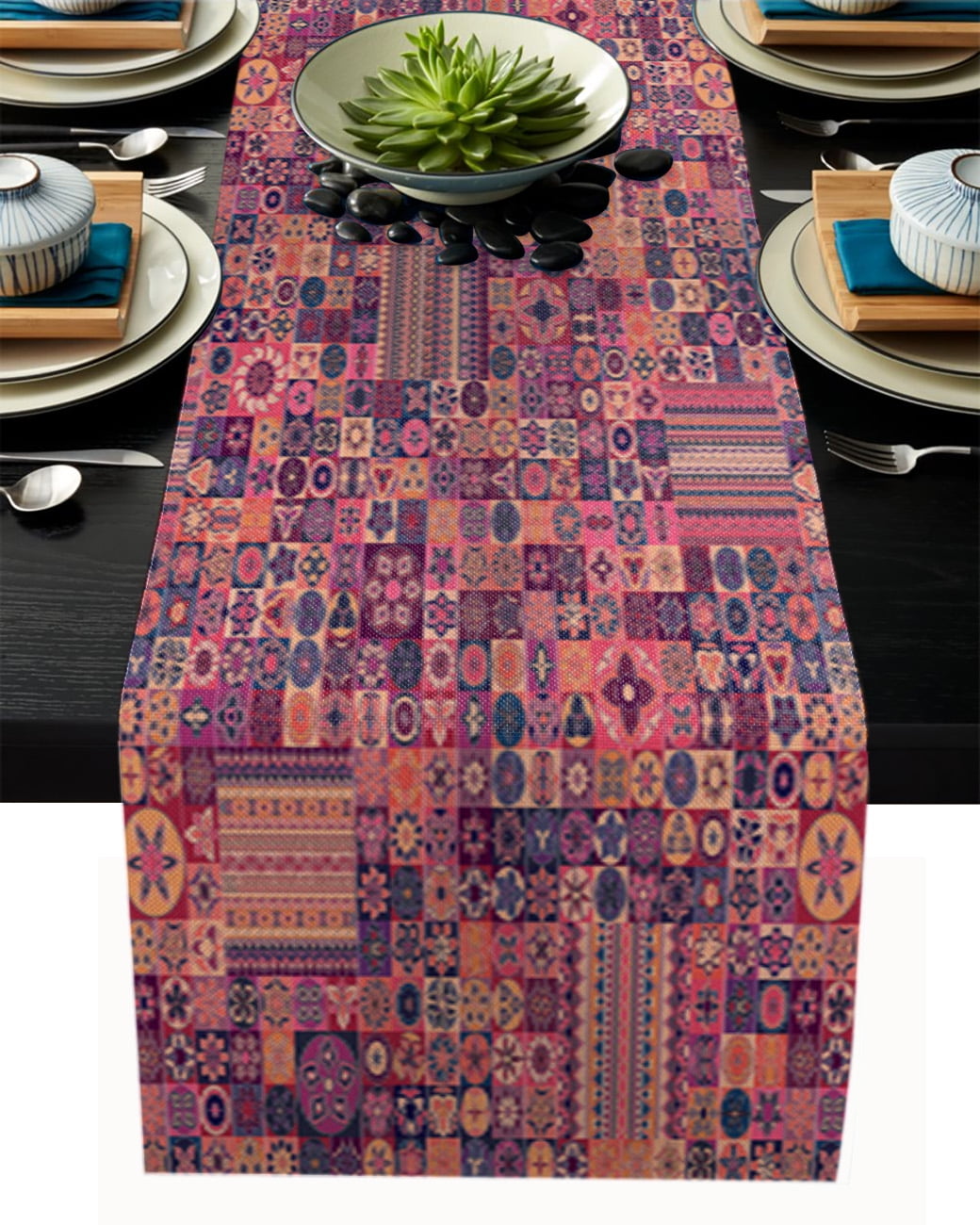 Indian Tribal Style Jacquard Earth Color Table Runner ration Home r ...