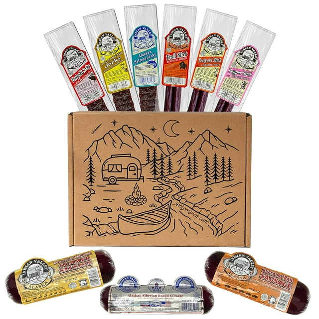 Indian Valley Meats Alaskan Meat Snack Gift Box | Contains Elk, Smoked ...