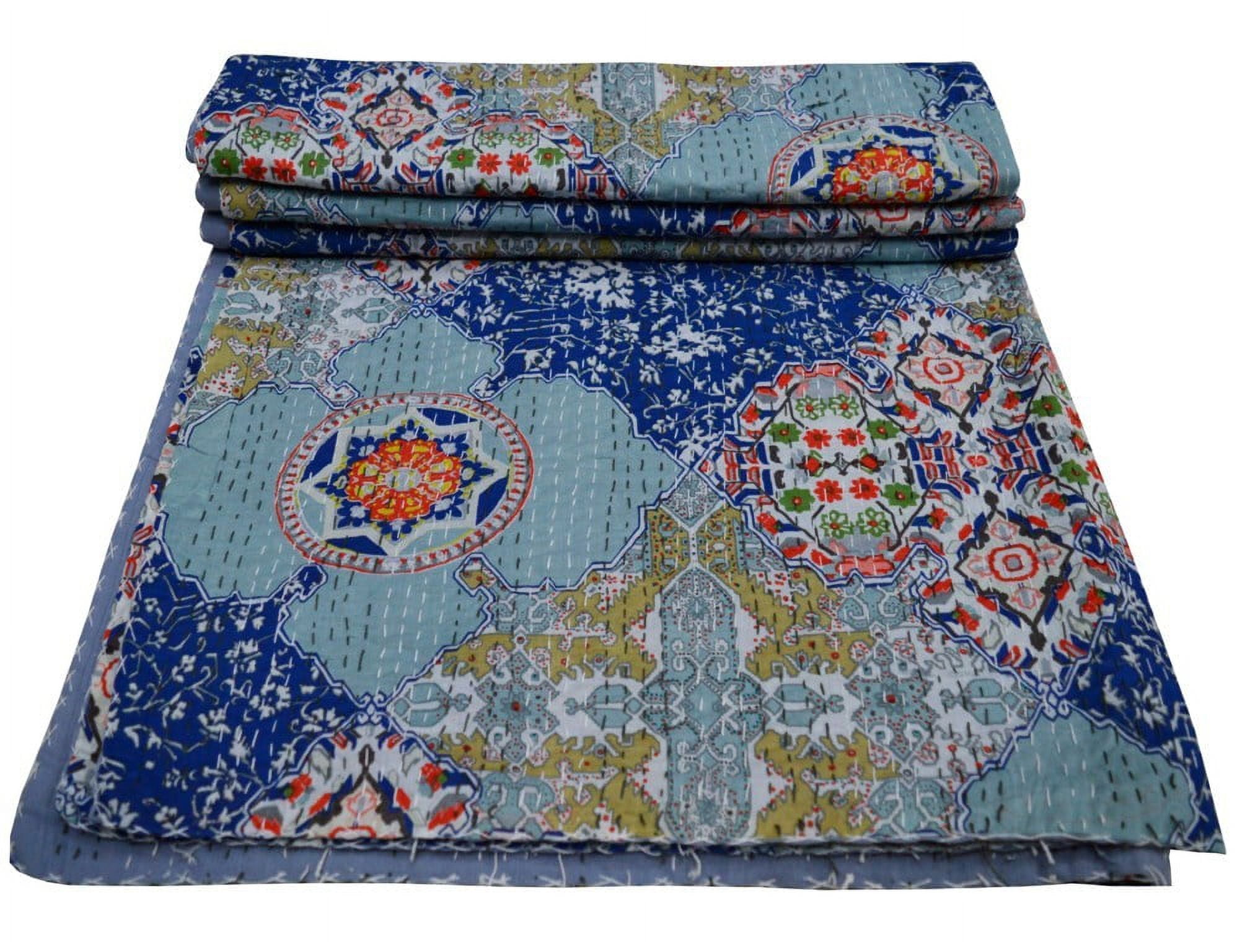Indian Vintage Queen Kantha Quilt Cotton Kantha Throw Kantha Blanket ...