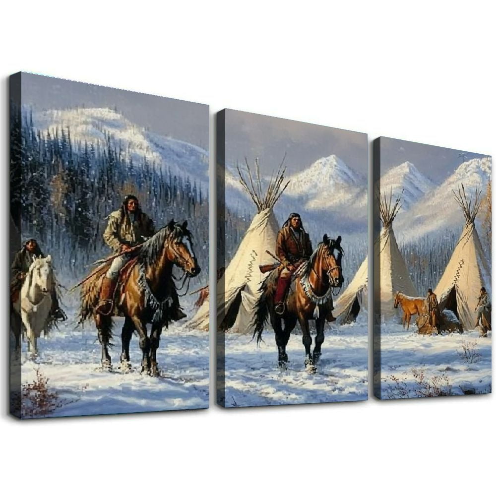 Indian Wall Art Native American Tribe with Horse Poster and Print ...