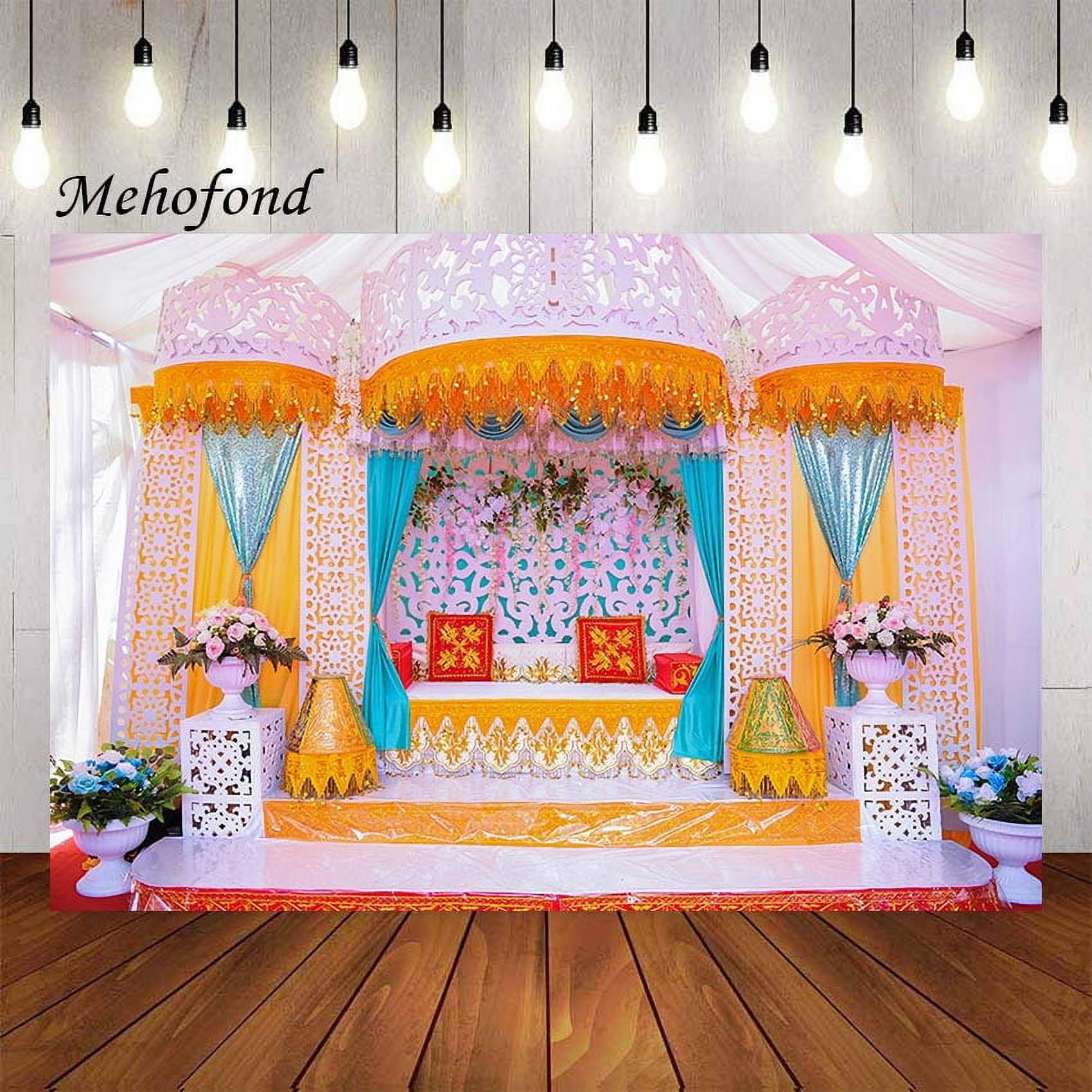 Indian Wedding Festival Flowers Curtain Bridal Shower Party Portrait r ...