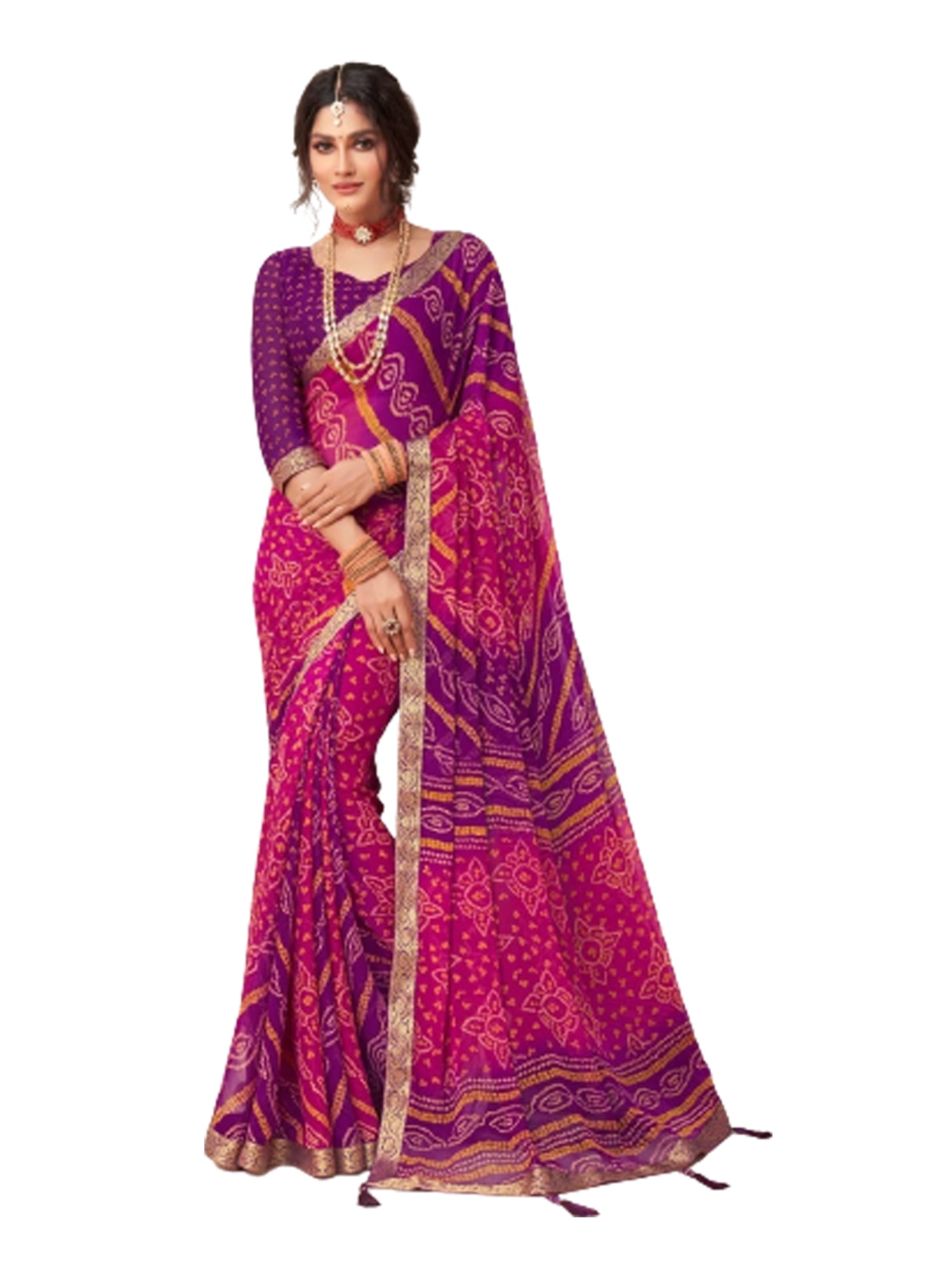 Indian Weightless festival traditional jaipuri chiffon bandhej printed ...