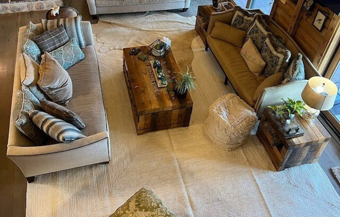 Indian White-Beige Scandinavian rug. Pattern Hemp Jute Rug. Ivory&Beige ...