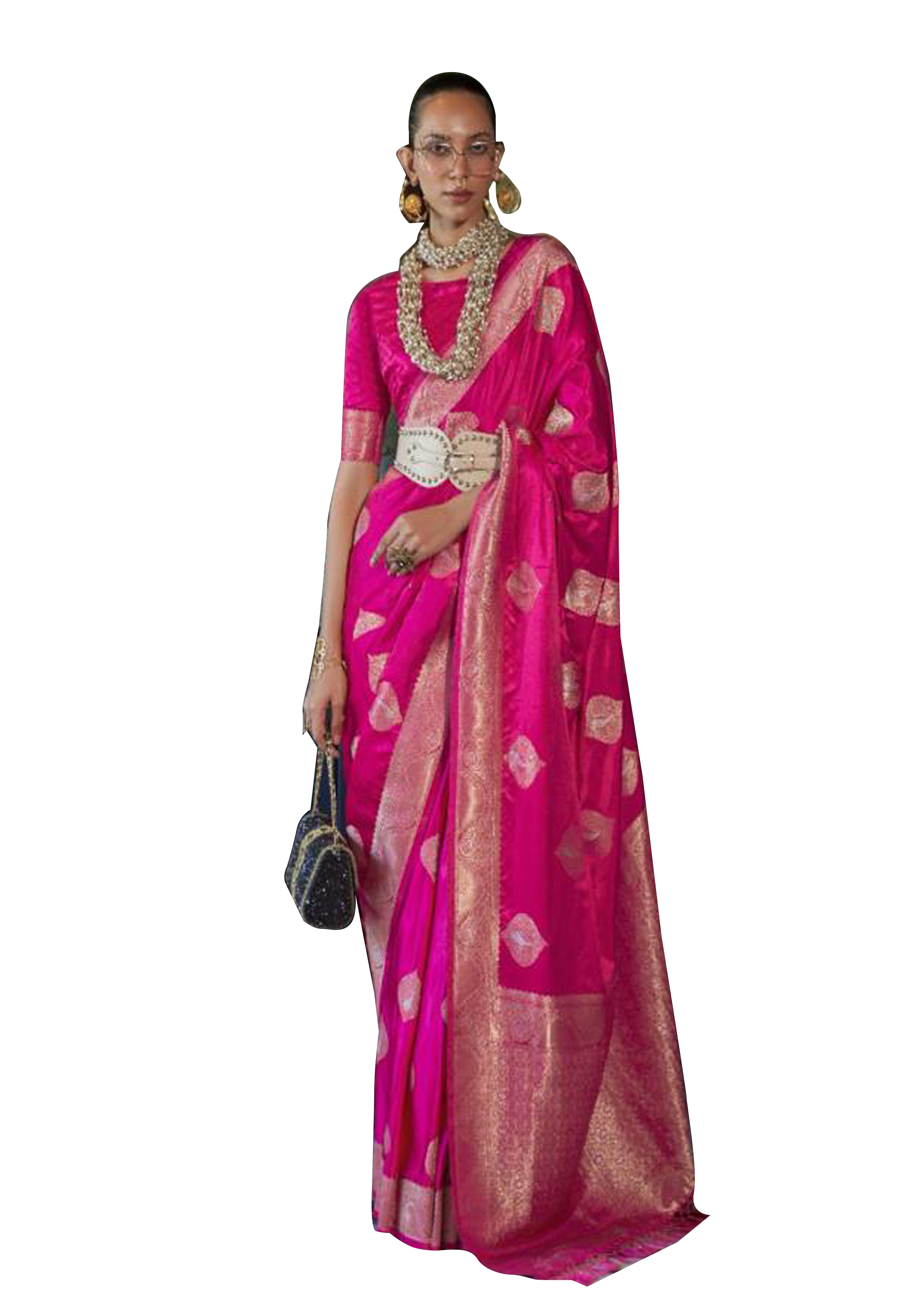 Indian Woman Rakhi festival Saree Printed base Nylon Satin HAND-LOOM ...