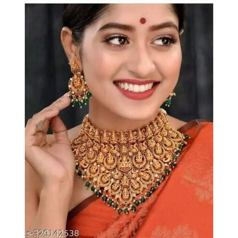 Ladies gold necklace set store