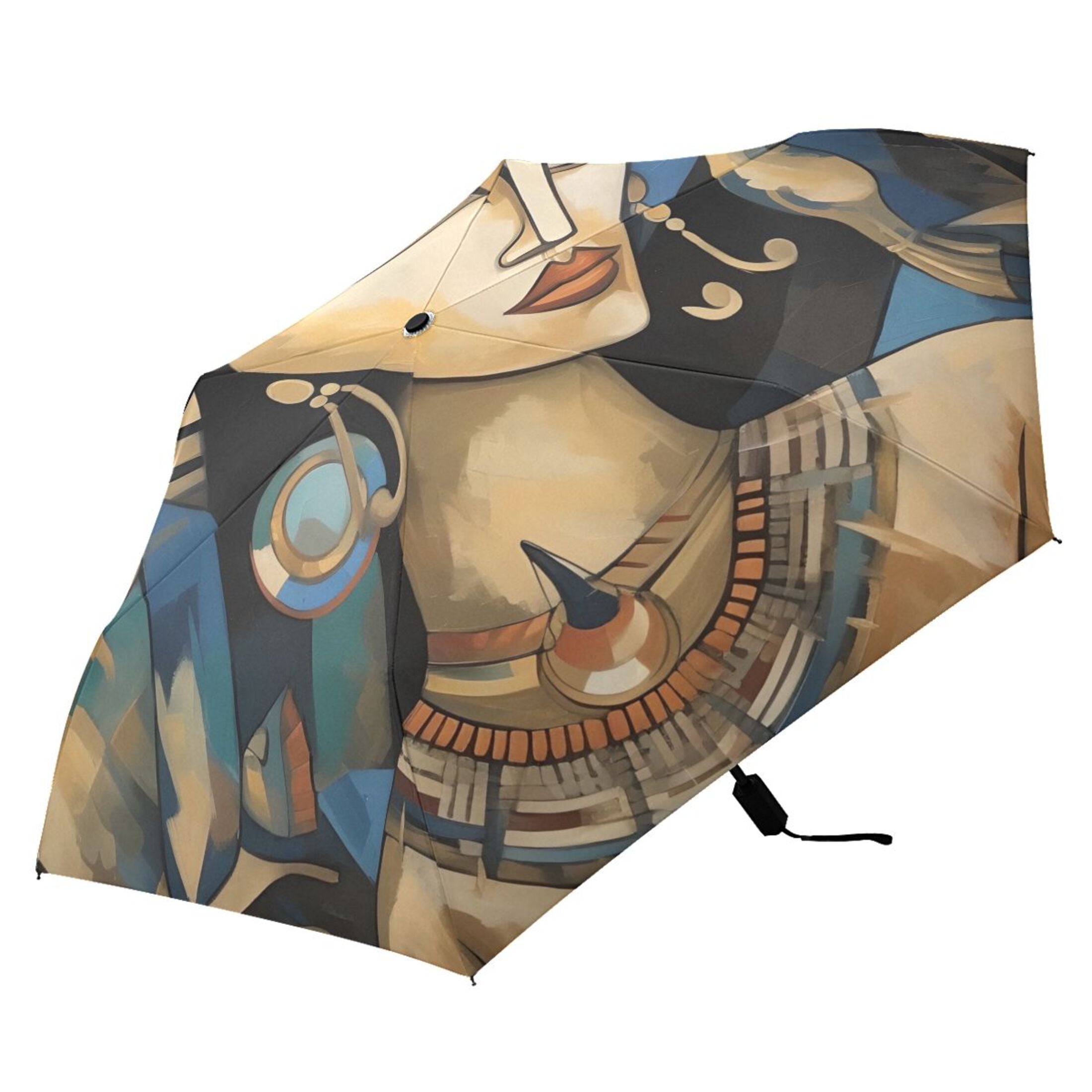 Indian Women Print Compact Folding Umbrella for Rain Windproof Travel ...
