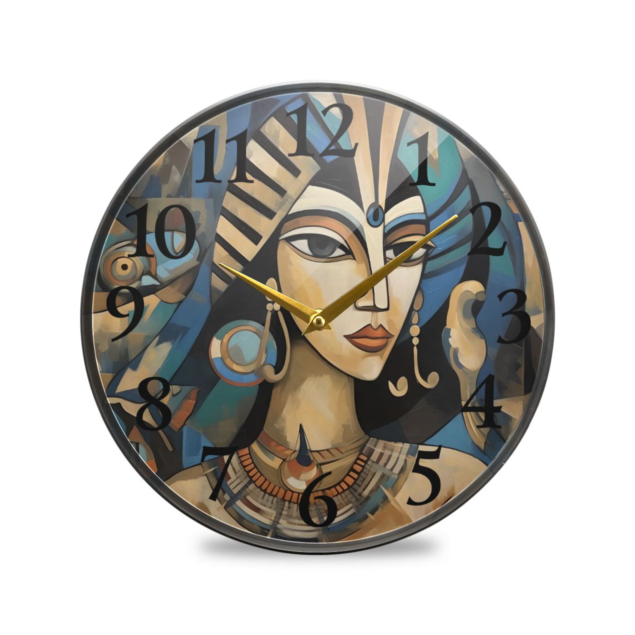 Indian Women Print Wall Clocks Battery Operated 9.5 Inch Round Clock ...