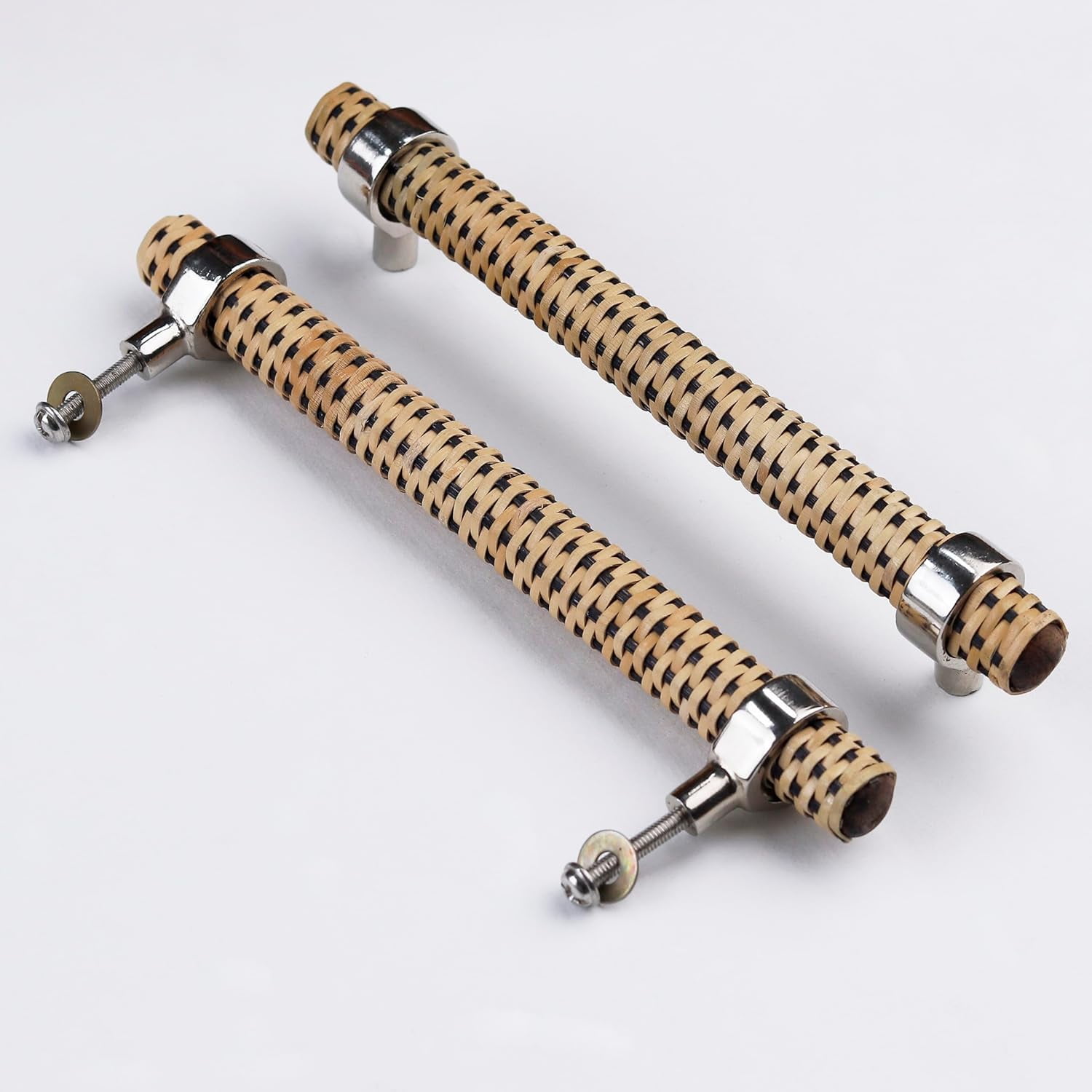 IndianShelf 6 Piece Adjustable Drawer Pulls Decorative Rattan Boho Wood ...