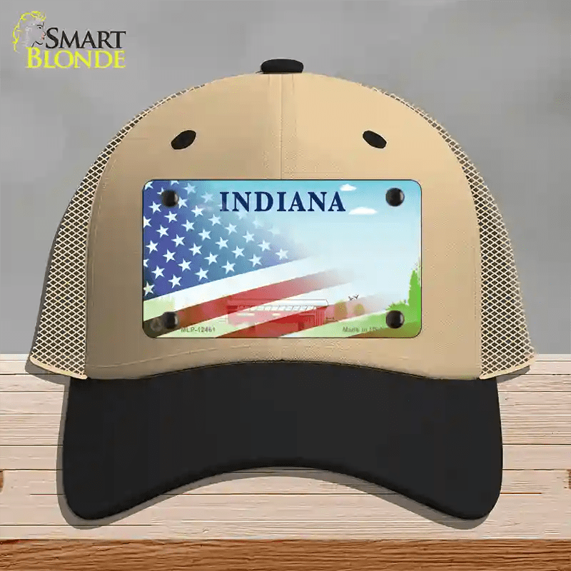 Indiana Bridge Plate American Flag Novelty License Plate Hat Mesh Khaki ...
