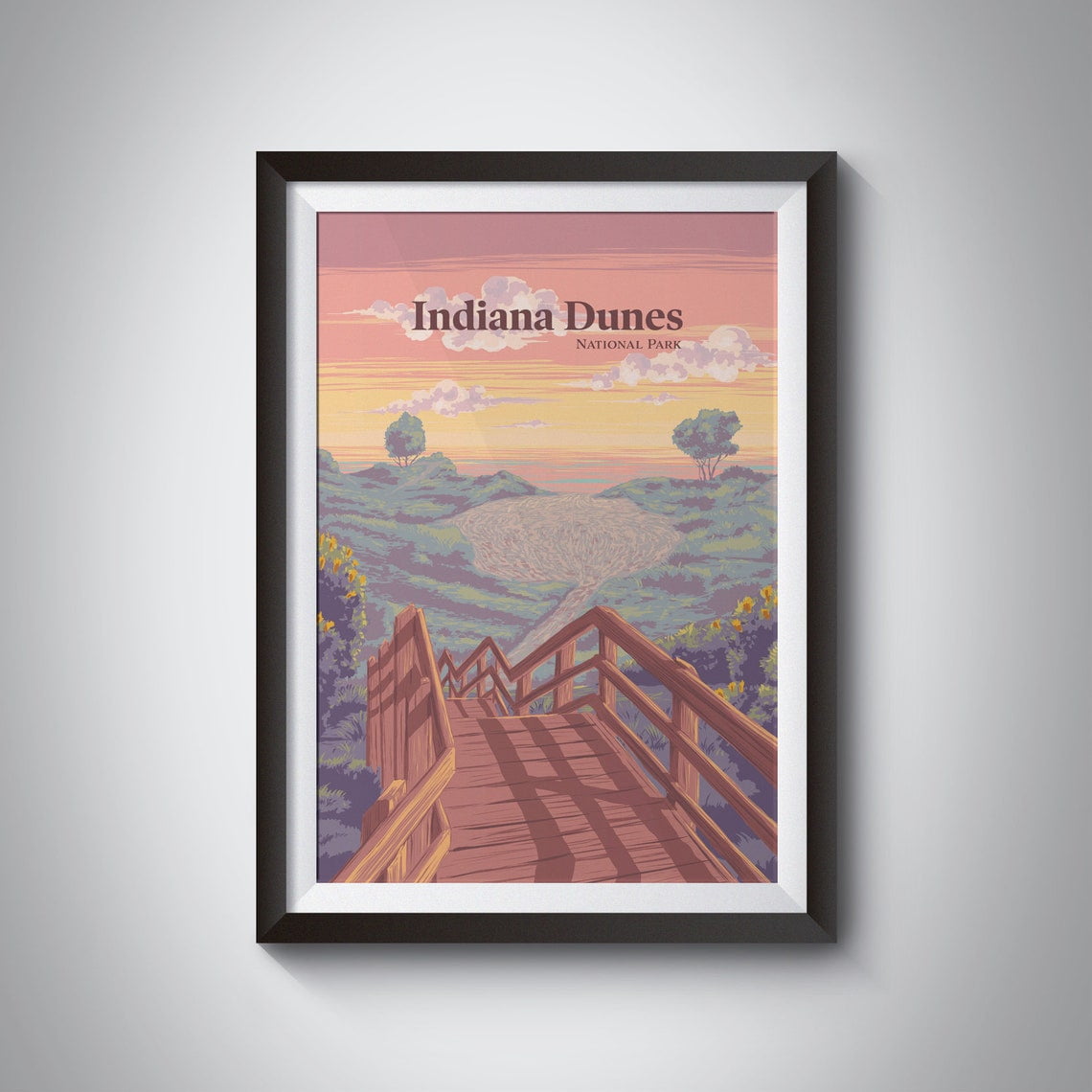 Indiana Dunes National Park Poster, Lake Michigan, Usa Travel Print ...