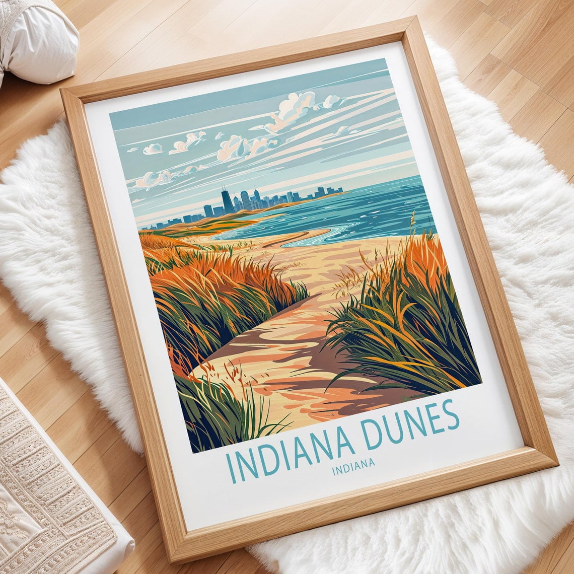 Indiana Dunes Travel Poster, Indiana Wall Art, Indiana Dunes National ...