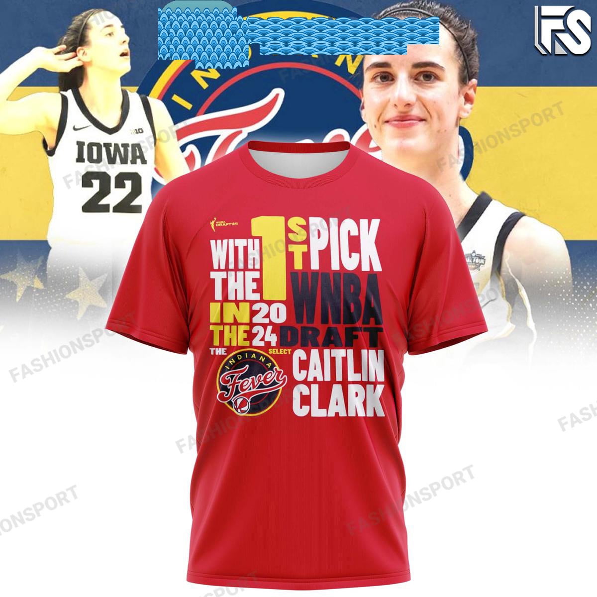 Indiana Fever Caitlin Clark 2024 1st Pick W Draft Fan T-Shirt - Walmart.com