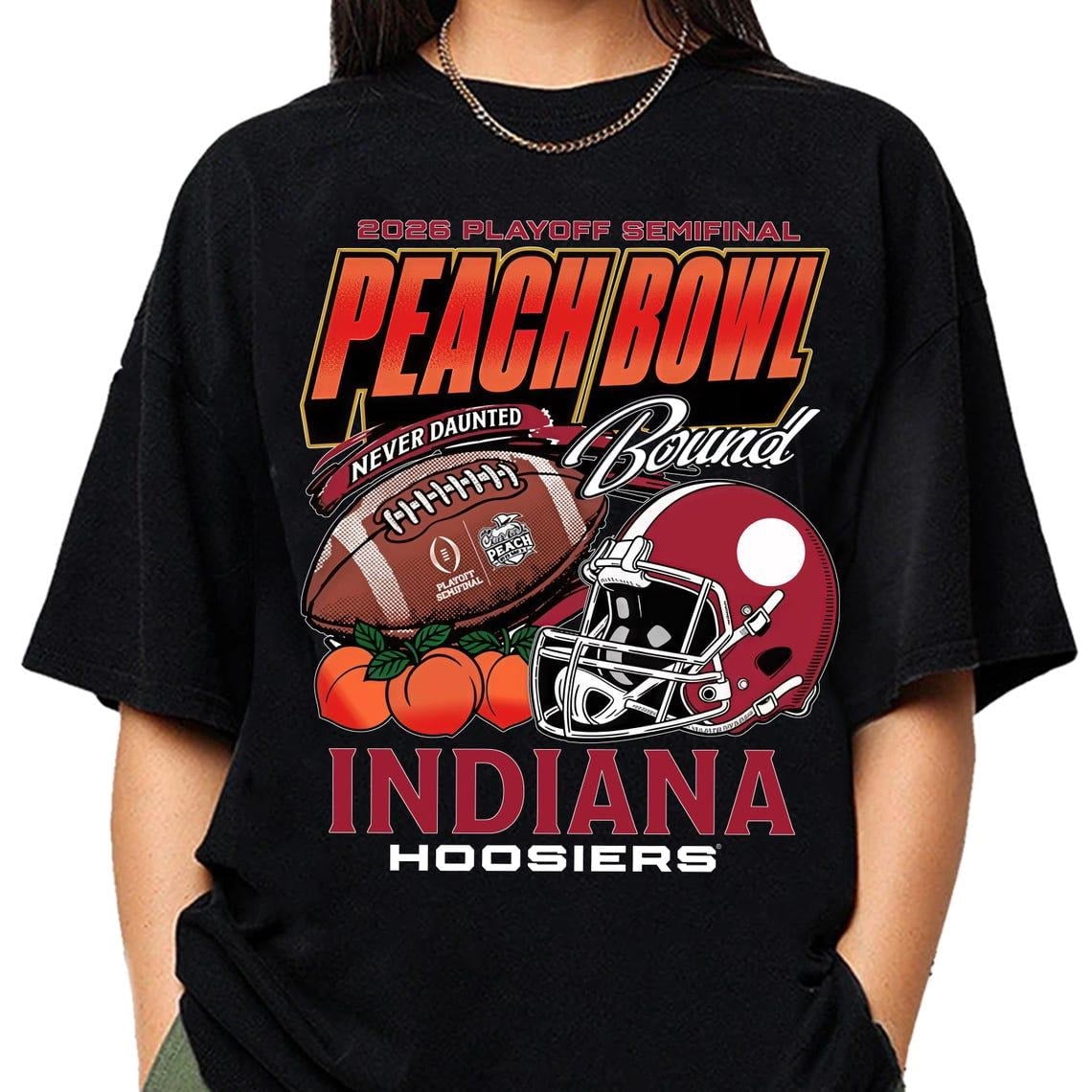 Indiana Football Graphic T-Shirt, Peach Theme Game Day Fan Tee, Unisex ...