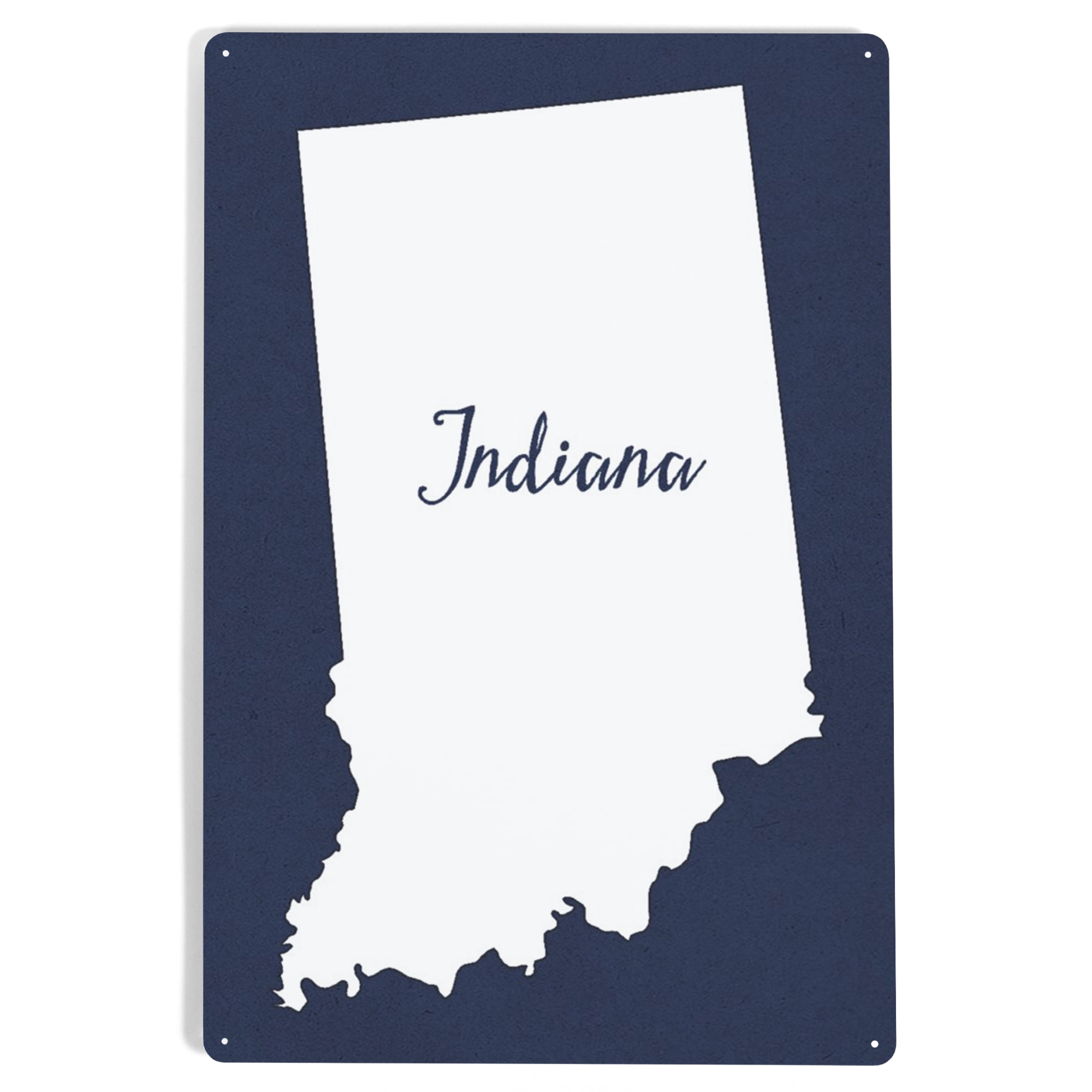 Indiana, Home State, White on Navy (12x18 Aluminum Art, Indoor Outdoor ...