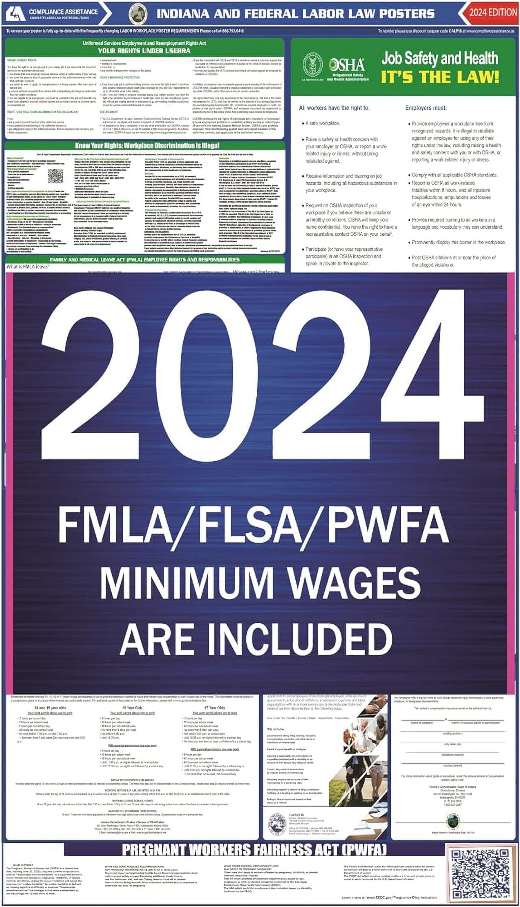 Indiana (IN) 2024 State Labor Law Poster - State, Federal and OSHA ...