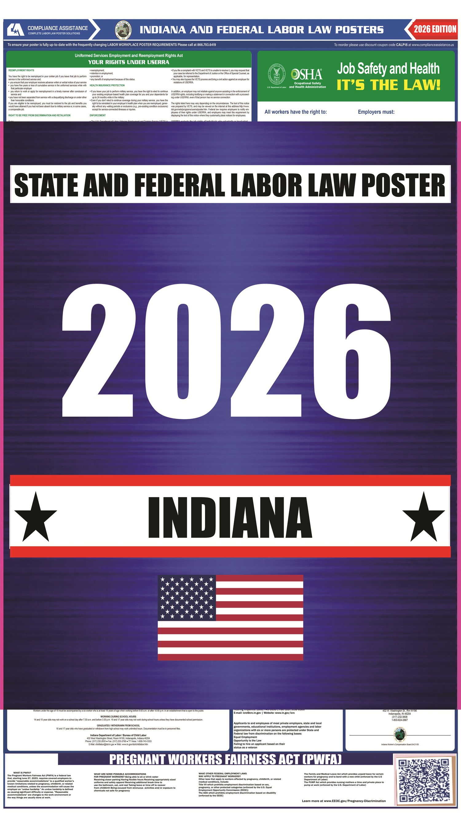 Indiana (IN) 2026 State Labor Law Poster - State, Federal and OSHA ...