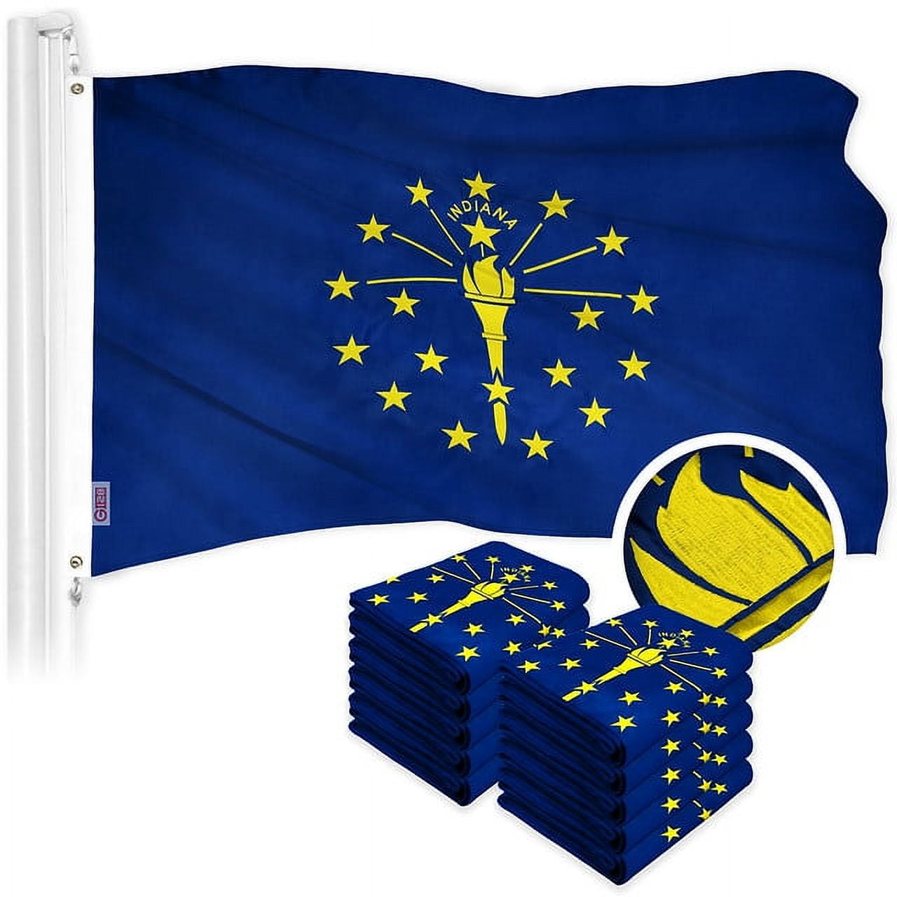 Indiana IN State Flag 3x5FT 10-Pack Embroidered Polyester By G128 ...