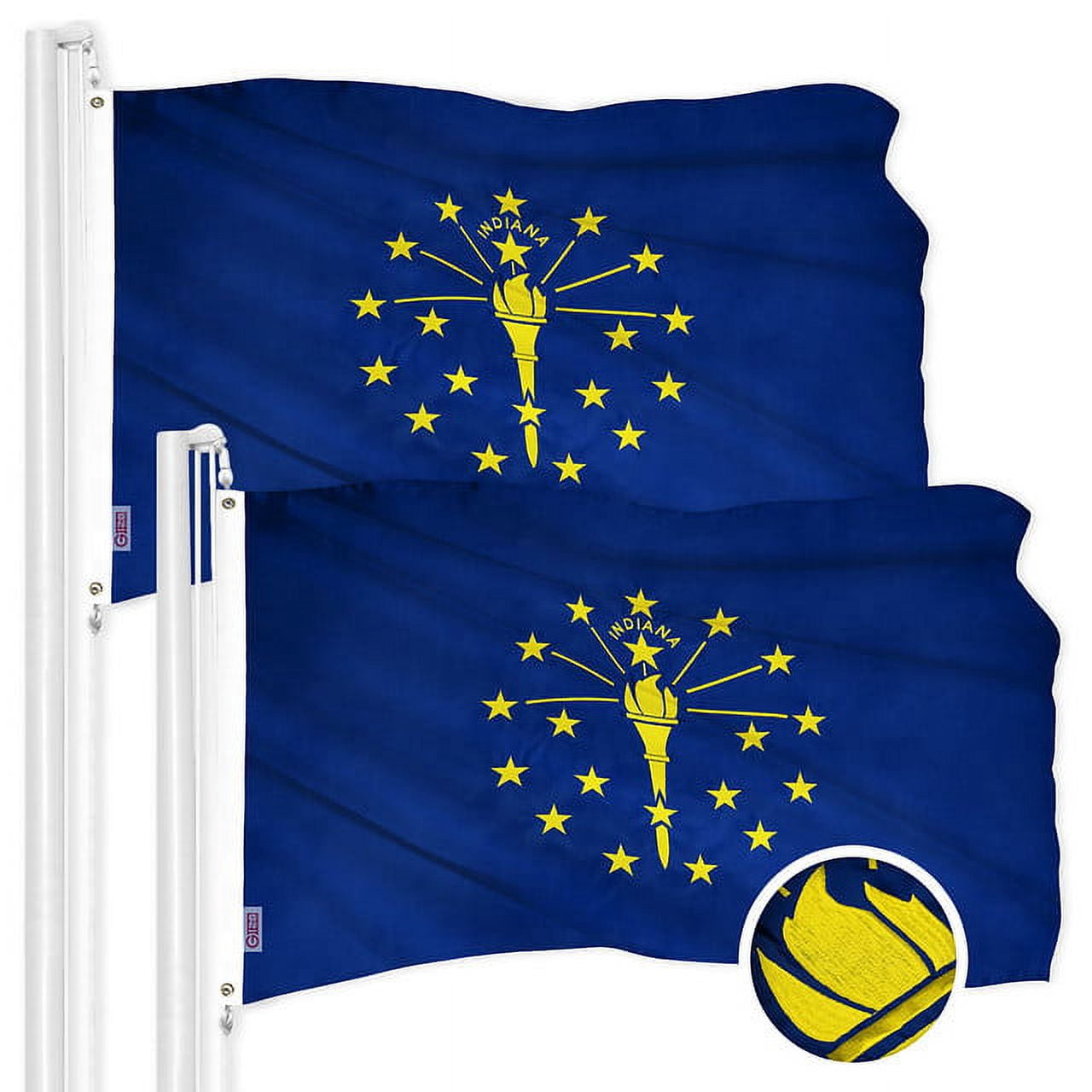 Indiana IN State Flag 3x5FT 2-Pack Embroidered Polyester By G128 ...