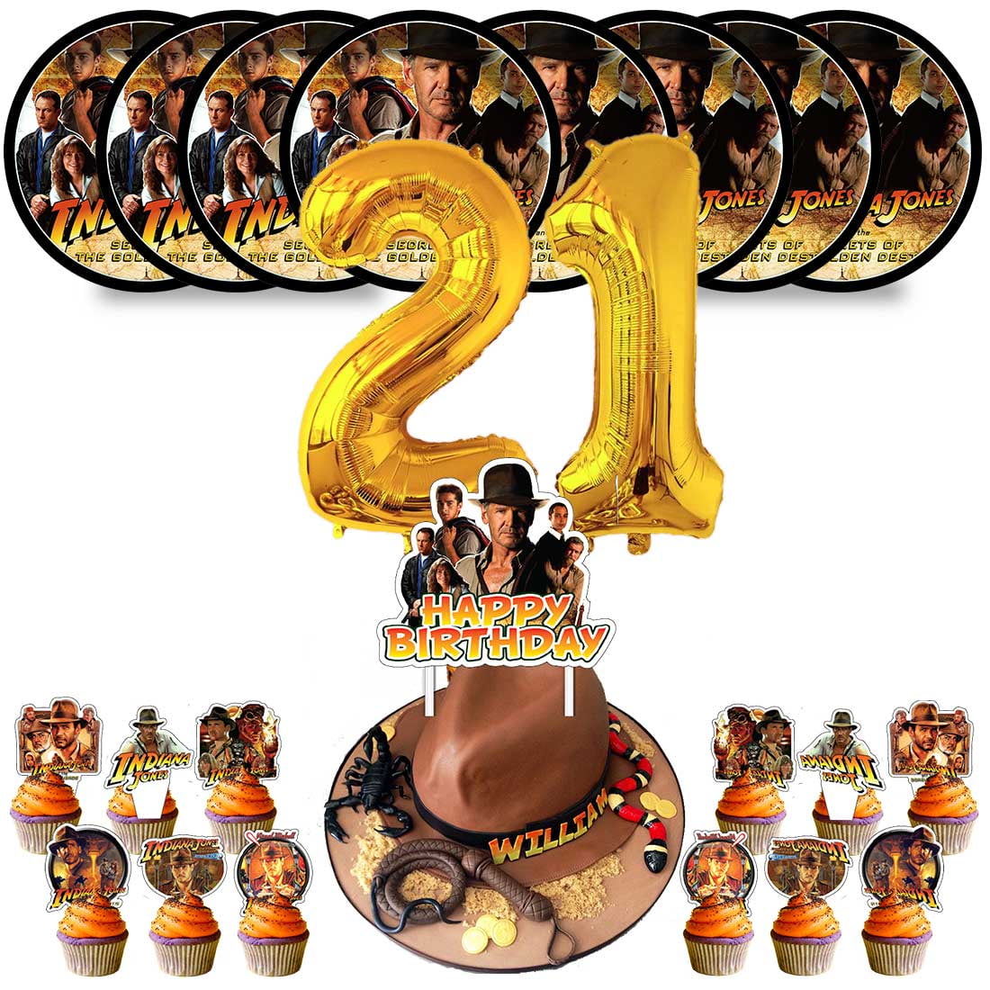 Indiana Jones Birthday 21th Cups Party Supplies Plates Fans Decorations ...