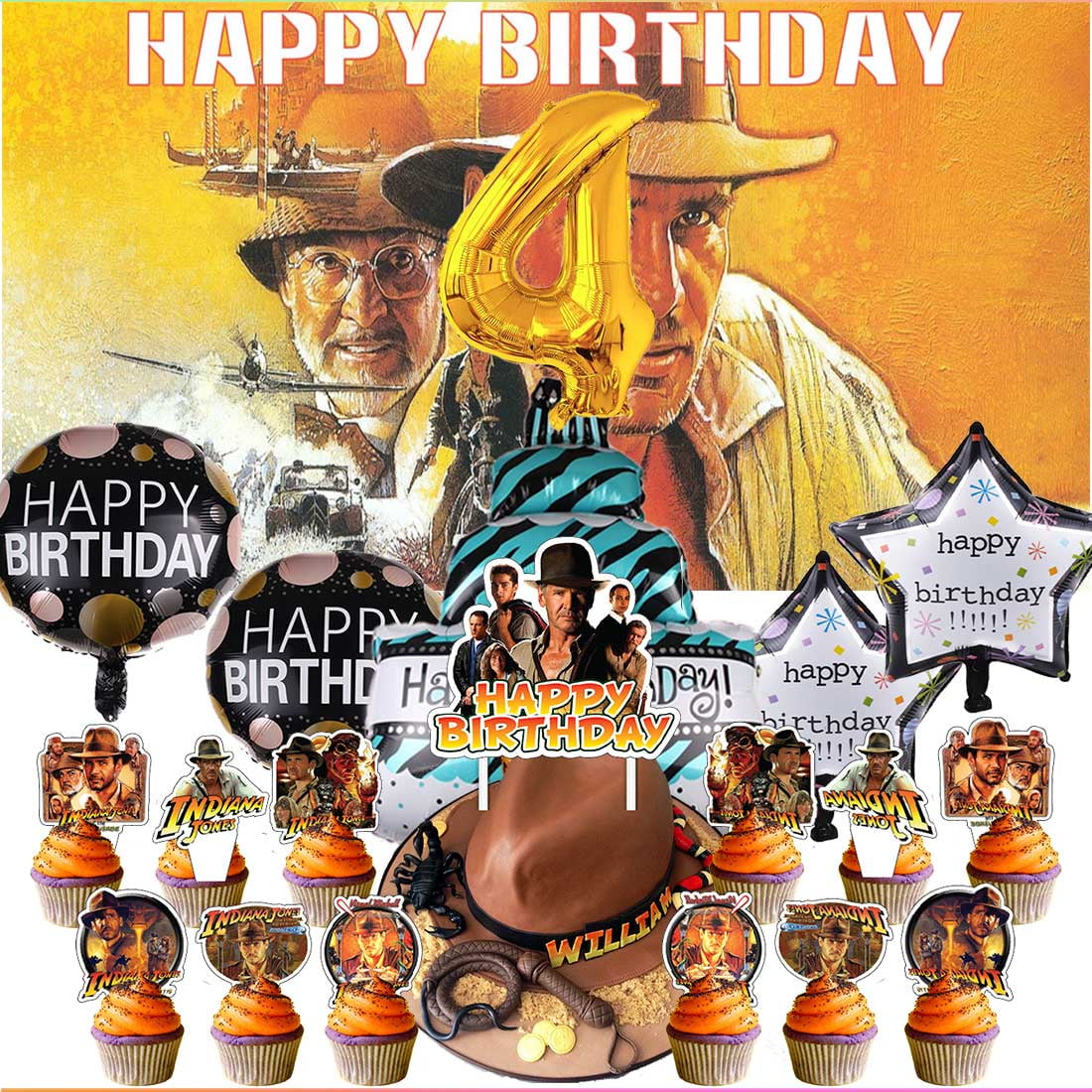 Indiana Jones Party Supplies Decor 4th Kit Balloons Birthday Cake ...