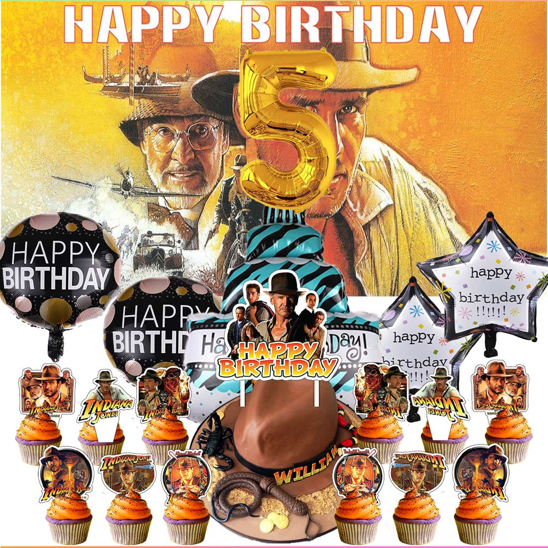 Indiana Jones Party Supplies Decor 5th Kit Balloons Birthday Cake ...