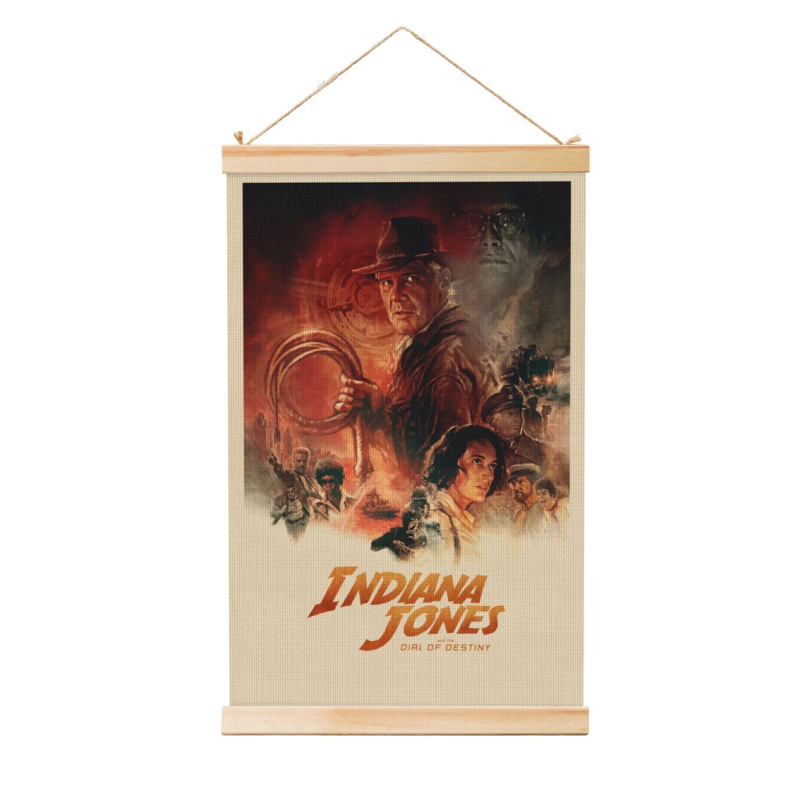 Indiana Jones Poster Wall Art Wooden Shaft Hanging Banner Decor Scroll ...