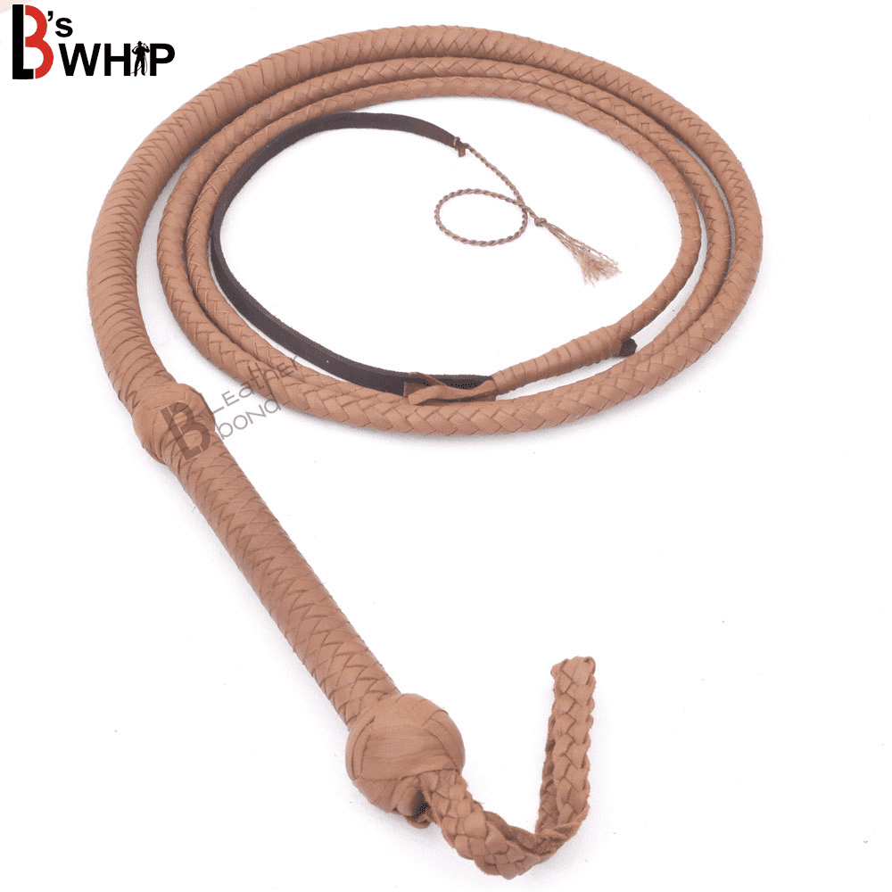 Indiana Jones Style 6 Foot 8 Plait Natural Tan Leather Bullwhip Real ...