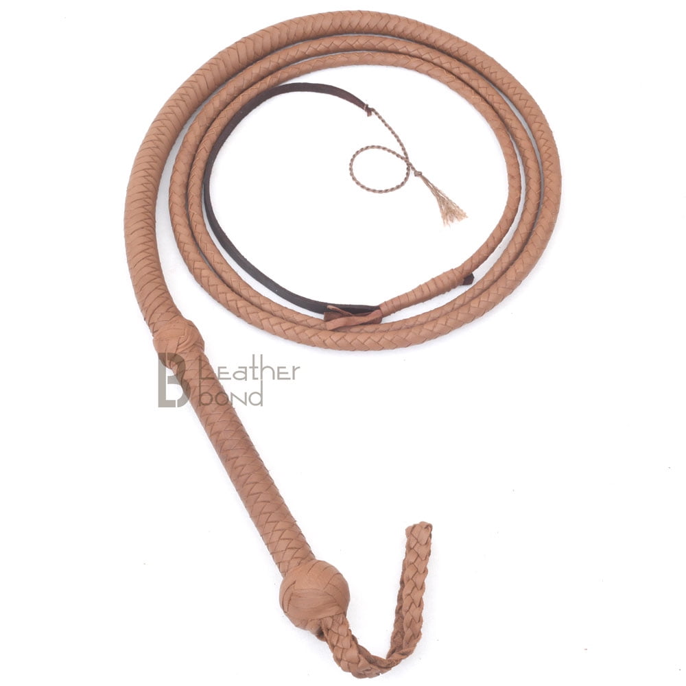 Indiana Jones Style 9 Foot 8 Plait Natural Tan Brown Leather Bullwhip ...