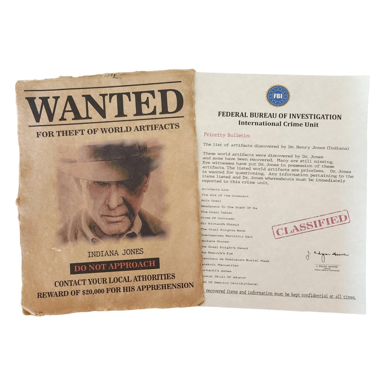 Indiana Jones Wanted Poster set, Wall Art, Halloween Prop - Walmart.com