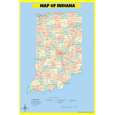 Ohio Map Poster - Laminated Wall Map - Style F - 20x30 - Ideal for Classrooms and Homes ...