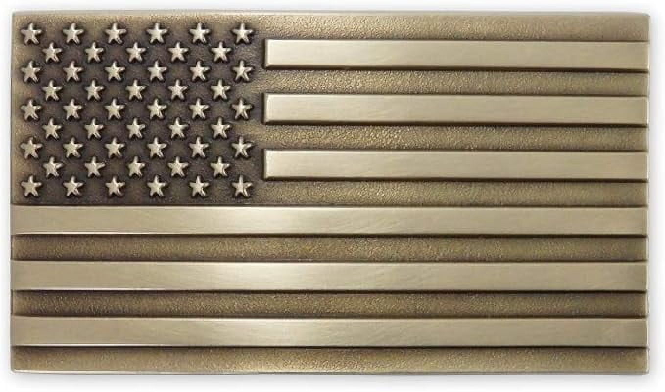 Indiana Metal Craft American Flag Solid Brass Belt Buckle with Belt ...